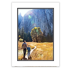 12x16 White on Black Double Mat for 11x14 Photo - Picture Matboard for Frames Measuring 12 x 16 Inches - Bevel Cut Matte to Display Art Measuring 11 x 14 Inches - Acid Free ONE MAT