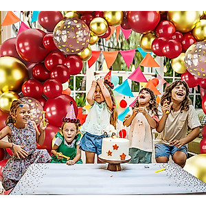 Burgundy Gold Balloons Arch Garland Kit-148Pcs Metallic Confetti Balloons for Birthdays, Anniversaries, New Years, Engagements, Weddings & Retirement Party