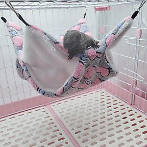 WODMB Small Pet Hammock Hanging Beds Cage Small Animal Hammock Comfortable Double-Layer Plush Cotton Hanging Cage (Color : A, Size : S Code)
