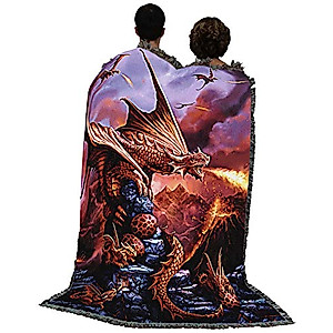 Pure Country Weavers Fire Dragon Blanket by Anne Stokes Age of Dragons Collection - Gift Fantasy Tapestry Throw Woven from Cotton - Made in The USA (72x54)