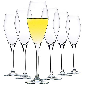 FAWLES Champagne Flutes Set of 6, Crystal Glass, 9 oz Champagne Glasses, Prosecco Sparkling Wine Glasses Set