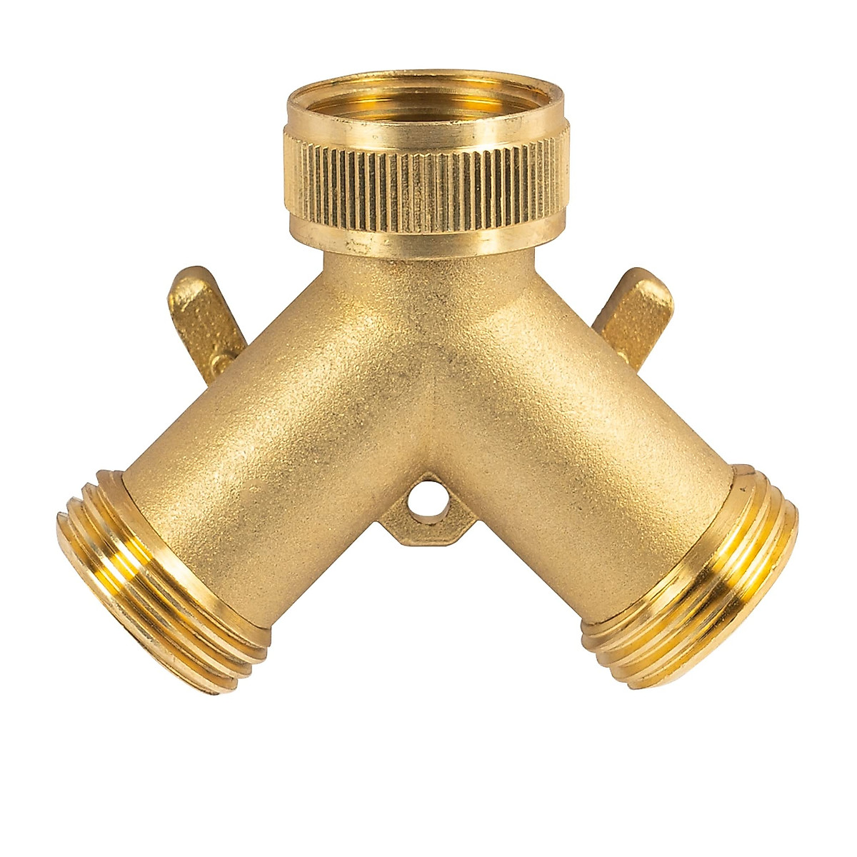 Hourleey Brass Garden Hose Splitter (2 Way), Solid Brass Hose Y Splitter 2 Valves with 2 Extra Rubber Washers (2 Pack)