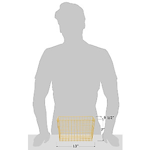 Red Co. 13” x 9.5” Rectangular Metal Wire Dog Toy Storage Basket with Handles, Yellow