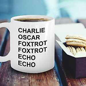 Ham Radio Operator Gifts - Phonetic Alphabet Mug - Coffee Charlie Oscar Foxtrot Echo - Aviation Military Code