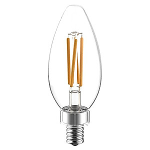 GE Reveal LED Light Bulbs, Candle Lights, 60 Watts, Clear Decorative B11 Bulbs, Small Base (2 Pack)