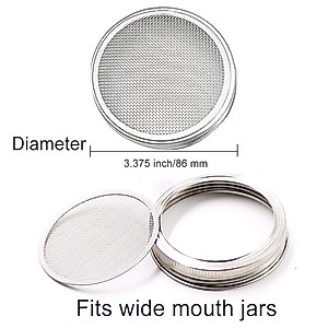 2 Pcs Stainless Steel Sprouting Jar Lids with 2 Pcs Stainless Steel Sprouting Stands for Wide Mouth Mason Jar(Jar Not Included)