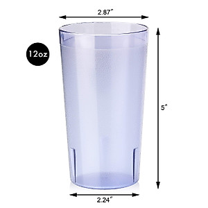 New Star Foodservice 46281 Tumbler Beverage Cup, Stackable Cups, Break-Resistant Commercial SAN Plastic, 12 oz, Blue, Set of 12