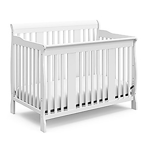 Storkcraft Tuscany 4-in-1 Convertible Crib, White, Easily Converts to Toddler Bed, Day Bed or Full Bed, 3 Position Adjustable Height Mattress (Mattress Not Included) ,White, Crib