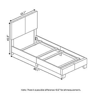 Furinno FB19821TWH Pessac PU Leather Upholstered Platform, Twin, White