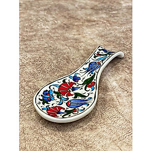 IstanbulArtWorkshop Turkish Ceramic Spoon Rest For Kitchen, Handmade Pottery Spoon Holder, Spoon Rest For Kitchen