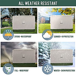 Rachmi Heavy Duty Dining Sets Cover 111 Inch for 6-8 Seats, 600D Oxford Water Resistant Anti UV & Fade Outdoor Patio Furniture Sets Table and Chair Cover (111”W x 74”D x 28”H, Khaki/Green)