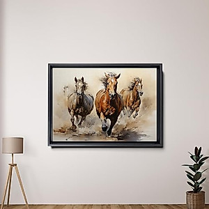 Majestic Black Stallion Galloping In The Clouds, Black Horse On Salt Flats, Canvas Print, Black Horse Print, Black Horse Wall Art