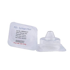 Sterile Syringe Filter PES Hydrophilic Filtration 0.22 um Pore Size, 25 mm Membrane Diameter Sterile PES Membrane Individually Packed 20/pk by Labfil