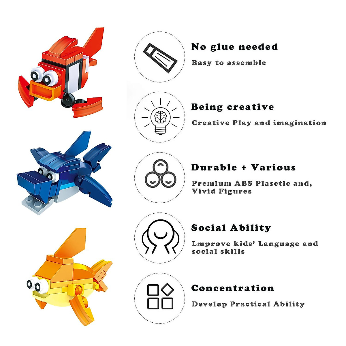 Party Favors for Kids Goodie Bags ,12PCS Mini Building Blocks Ocean Animal, Sea Creatures Building Blocks Set，Building Sets Stem Toys for Birthday Party Gift,Goodie Bags, Prize,Cake Topper