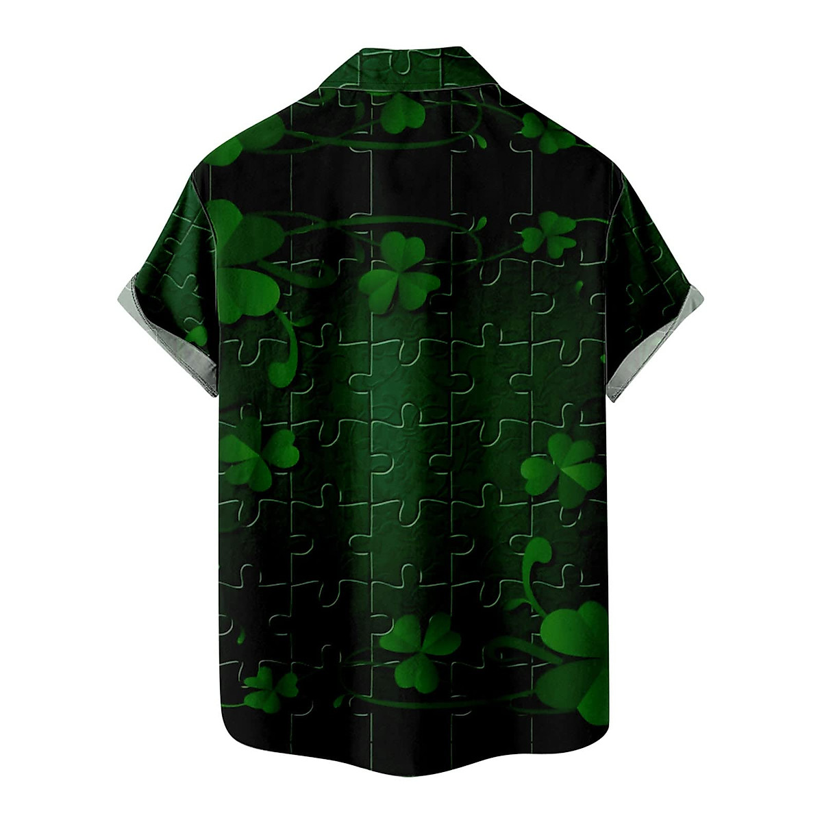 Mens St. Patrick's Day Button Down Shirt Short Sleeve Casual Hawaiian Shirt Green Shamrock Printed Aloha Shirts Tops