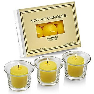 Set of 12 Votive Citronella Candles - Scented Candles for Indoor/Outdoor Use - 10 Hour Burn Time - Made in USA