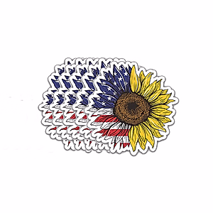 Smart-USA Flag Sunflower Sticker for Car Decal Truck Window Sticker Laptop Decal Auto Vinyl Sticker Motorcycle Helmet | 4 INCH | Set of 5 | SD-795