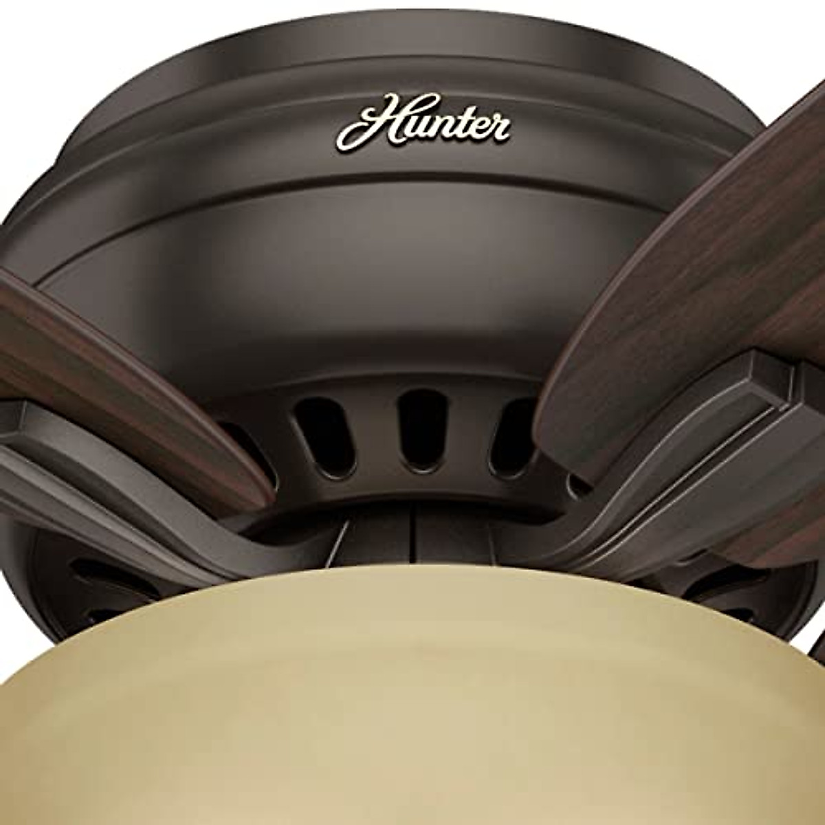 Hunter Fan Company, 53314, 52 inch Newsome Premier Bronze Low Profile Ceiling Fan with LED Light Kit and Pull Chain