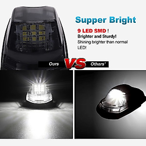 Partsam 5Pcs Smoke Lens Cab Marker Roof Running White LED Top Clearance Lights Assembly 9LED Compatible with Ford F250 F350 F450 F550 Cab Lights 2017 2018 2019 2020 2021 Super Duty 264343BK