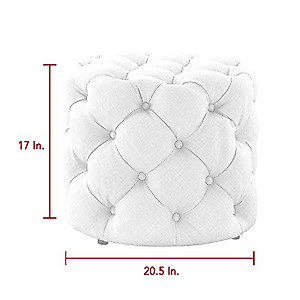 Inspired Home Navy Velvet Ottoman - Design: Lauren | Allover Tufted | Round | Modern Contemporary | 1 PC