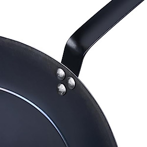 Restaurantware Met Lux 16 Inch Fry Pan, 1 Lightweight Frying Pan - Induction-Ready, Triple-Riveted, Black Carbon Steel Cooking Skillet, Durable, For Searing, Sauteing, And Browning Food