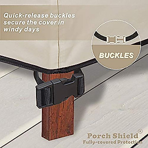 Porch Shield Patio Table Cover - Waterproof Outdoor Dining Table and Chairs Furniture Set Cover Rectangular - 84 x 56 inch, Light Tan & Khaki