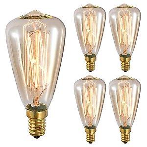 E14 25W Vintage Edison Light Bulb ST48 Squirrel Cage Filament Bulb Dimmable Tear Drop Antique Light E14 Candelabra Incandescent Light Bulb for Home Light Decorative, 2300K Amber Warm, AC120V, 4 Pack
