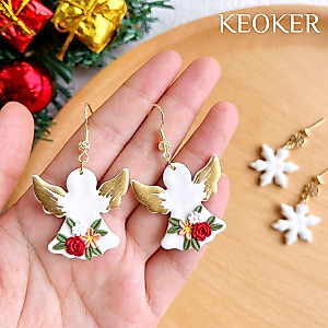 Keoker Christmas Clay Cutters, Christmas Polymer Clay Cutters for Earrings Making, 10 Shapes Christmas Clay Earrings Cutters, Reindeer Clay Cutters (Earrings Clay Cutters 1)