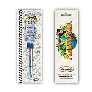 Puzzled Robot Planet Pens - Cute & Realistic Robot Figure Decor On Ballpoint Novelty Pen Toy, Unique Writing Pen Instrument for School and Office