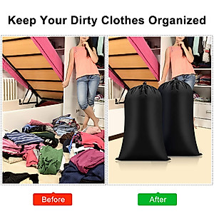 Heavy Duty Laundry Bags Extra Large Dirty Clothes Travel Bag 28 x 43 inch 2 Pack UFmeDorm XL Washable Storage Organizer College Dorm Camp Tear Resistant Big Hamper Basket Replacement Liner Black