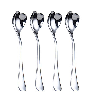 HISSF Heart Shaped Spoons, 18/10 Stainless Steel Spoon Set 4 Pack, 6.7 inches, Dessert Spoon, Ice Cream Spoons, for Tea, Cocktail, Sugar