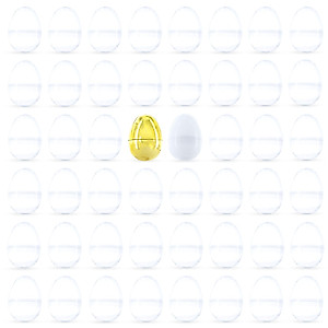 Set of 48 Easter Egg Assortment: 46 Transparent, 1 Gold, and 1 White Plastic Egg