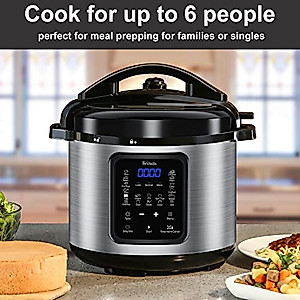 Electric Pressure Cooker: 6 Quart 9-in-1 Multi-Functional Built-in 11 Presets Programs Pressure Pot, 10+ Safety-Features Multi Cooker, Slow Cooker, Rice Cooker, Steamer, Sauté, Yogurt Maker, Warmer & Sterilizer w/ Measuring Cup & Stainless Steel Rack