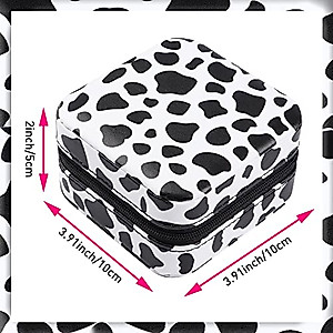 ENONCI Travel Jewelery Case with Cow Print, Travel Essentials for Women Portable Small Jewelry Box, Mini Travel Jewelry Organizer, for Ring, Earring, Necklace, Bracelet Organizer for Girls Women