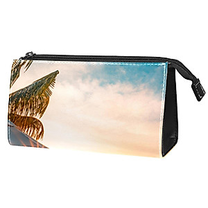 TBOUOBT Cosmetic Travel Bags, Makeup Case, Makeup Bag for Toiletries, Hawaiian Beach Sea Coconut Tree Sunrise