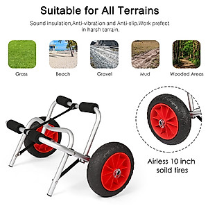 DC DICLASSE Kayak Carts Dolly, Universal Canoes Carrier Trolley with Solid Tires,Trailer Tote Trolley Transport SUP Cart with Ratchet Straps for Jon Boat Paddle Board Float Mats Outdoor Travel