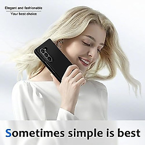 Z Fold 5 Liquid Silicone Case for Samsung Galaxy Z Fold5 5G, Slim Phone Case for Women Girls Soft Gel Rubber Ultra Thin Anti-Scratch Design Protective Cover for Samsung Z Fold 5 5G 7.6-inch (Black)