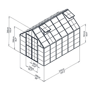 Palram - Canopia Snap & Grow 8 Ft. x 12 Ft. Greenhouse Kit Hobby DIY Walk In Green House Heavy Duty Polycarbonate, Aluminium Frame, with Lockable Door and Vent for Outdoors, Garden, Backyard In Silver