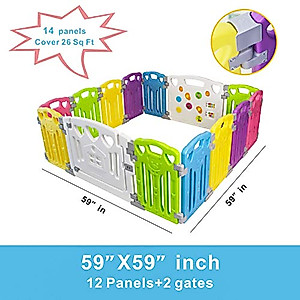 Baby Playpen Kids Activity Centre Safety Play Yard Home Indoor Outdoor New Pen (Multicolour, Classic Set 14 Panel)