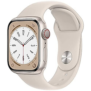 Apple Watch Series 8 [GPS + Cellular, 45mm] - Starlight Aluminum Case with Starlight Sport Band, M/L (Renewed)