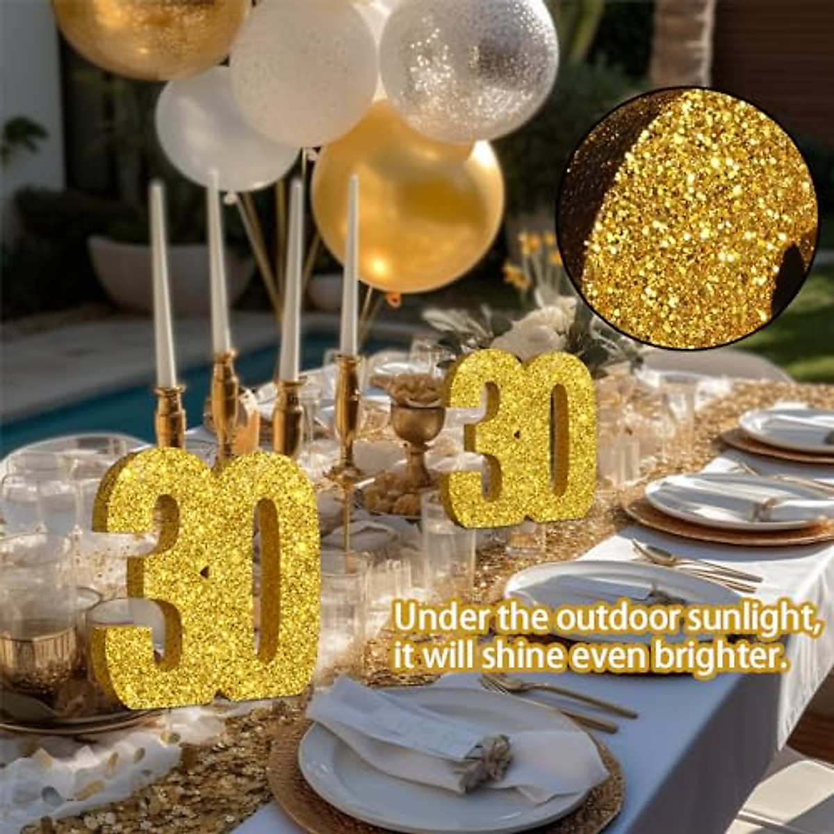 Eploger 30th Birthday Decorations for Men and Women,30th Anniversary Decorations,Glod Glitter 30th Birthday Centerpieces for Table Decorations,Number 30 Table Topper Decor