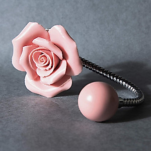 MDPLY Beautiful 3D Flower Ceramic Wall Coat Hook, Chrome Decorative Robe Hook, Scarf, Bag, Towel, Hat etc for Kitchen Bathroom Office (Rose Pink)