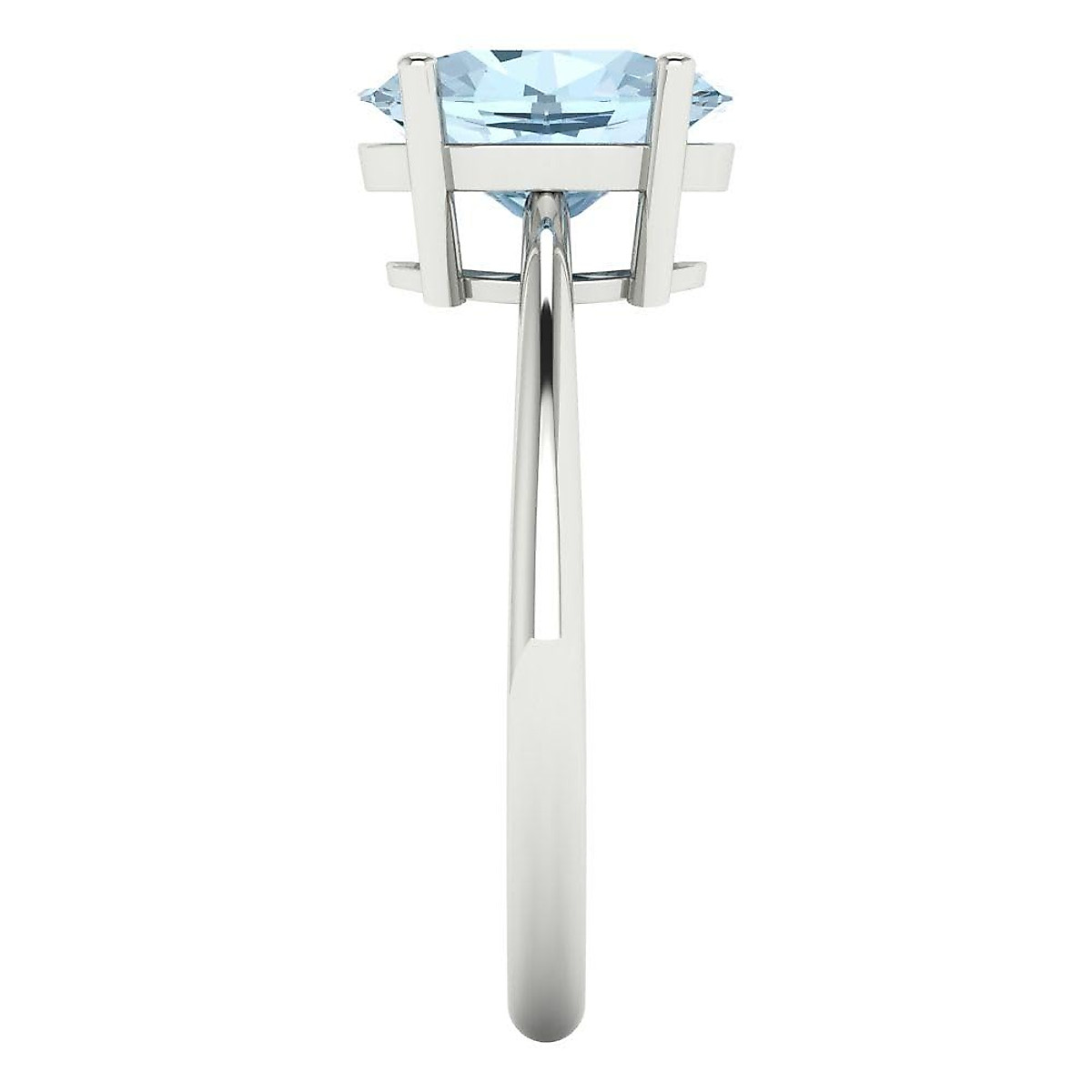 Clara Pucci 2.0 ct Oval Cut Solitaire Natural Aquamarine Engagement Wedding Bridal Promise Anniversary Ring 18K White Gold Size 6.75
