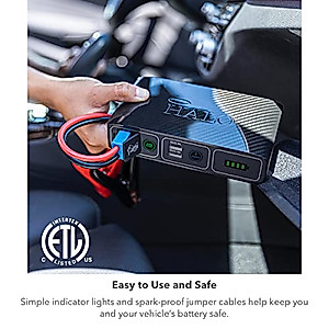 HALO Bolt Compact Portable Car Battery Jump Starter with USB Ports to Charge Devices - Silver Graphite