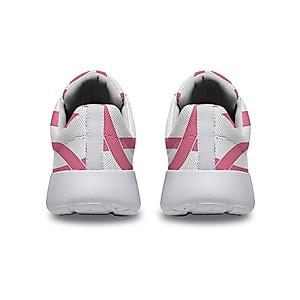 Breast Cancer Shoes for Women Fashion Breathable Running Sneakers Ladies Cancer Pink Ribbon Shoes White Size 5