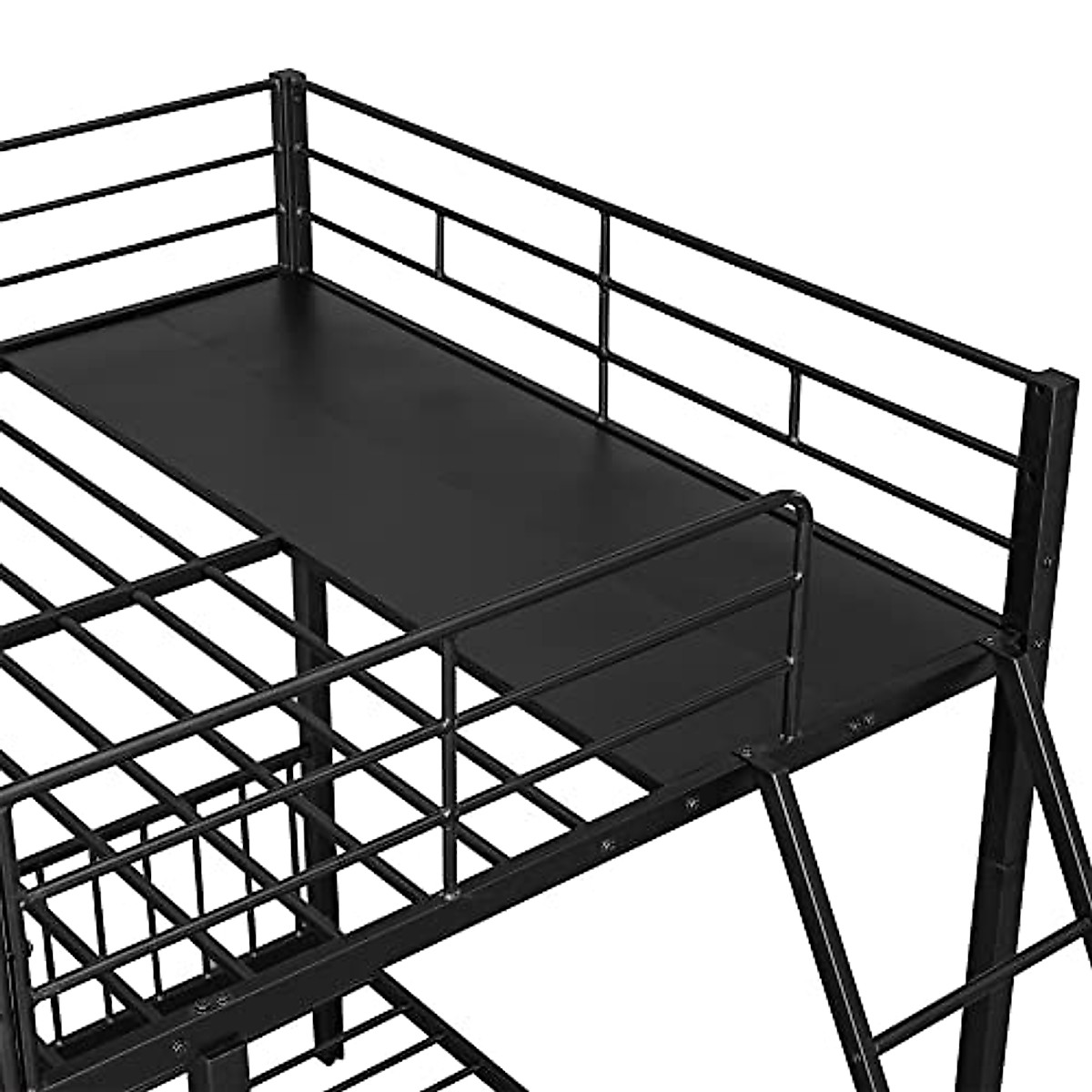 Metal Triple Bunk Bed Full Over Twin & Twin, Full Over Twin & Twin Bunk Bed with Storage Drawers, 3 Bunk Beds/Convertible Into 3 Beds, Metal Triple Bunk Beds for Kids,Teens, Girls(Black)