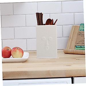 BESPORTBLE Kitchen Utensil Holder Human Face Shape Ceramic Kitchen Utensil Storage Organizer Caddy Kitchen Tool Holder for Forks Spoons Tableware