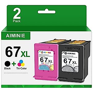 67XL Ink Cartridges Replacement for HP Deskjet 2700 4100 4155 Envy 6000 6055 6400 6455 6458 Series Printer Ink Cartridges for HP Ink 67 XL 67XL Black and Color Combo Pack 2-Pack