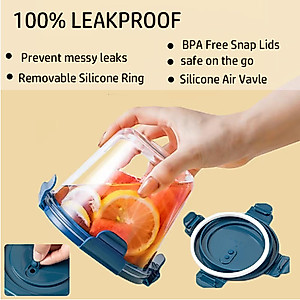 X.SSTTXN 3-Cup/24 Ounce Glass Food Storage Containers, Round Glass Soup Container with Airtight Lids, Leak-proof Soup Stew Food Storage and Meal Prep Container, Microwave Freezer Safe, Set of 4(Clear)