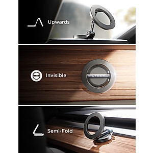 LISEN for MagSafe Car Mount, [20 Strong Magnets] Magnetic Phone Holder for Car, Hands Free Phone Holder Mount for Car Fit for iPhone 15 14 13 12 Pro Max Plus Mini MagSafe Case, Silver